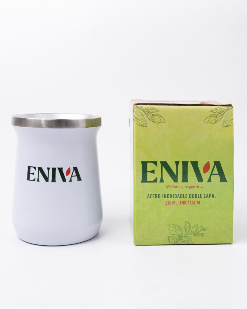 White ENIVA Yerba Mate Gourd with Bombilla 8oz – HDKL Foods